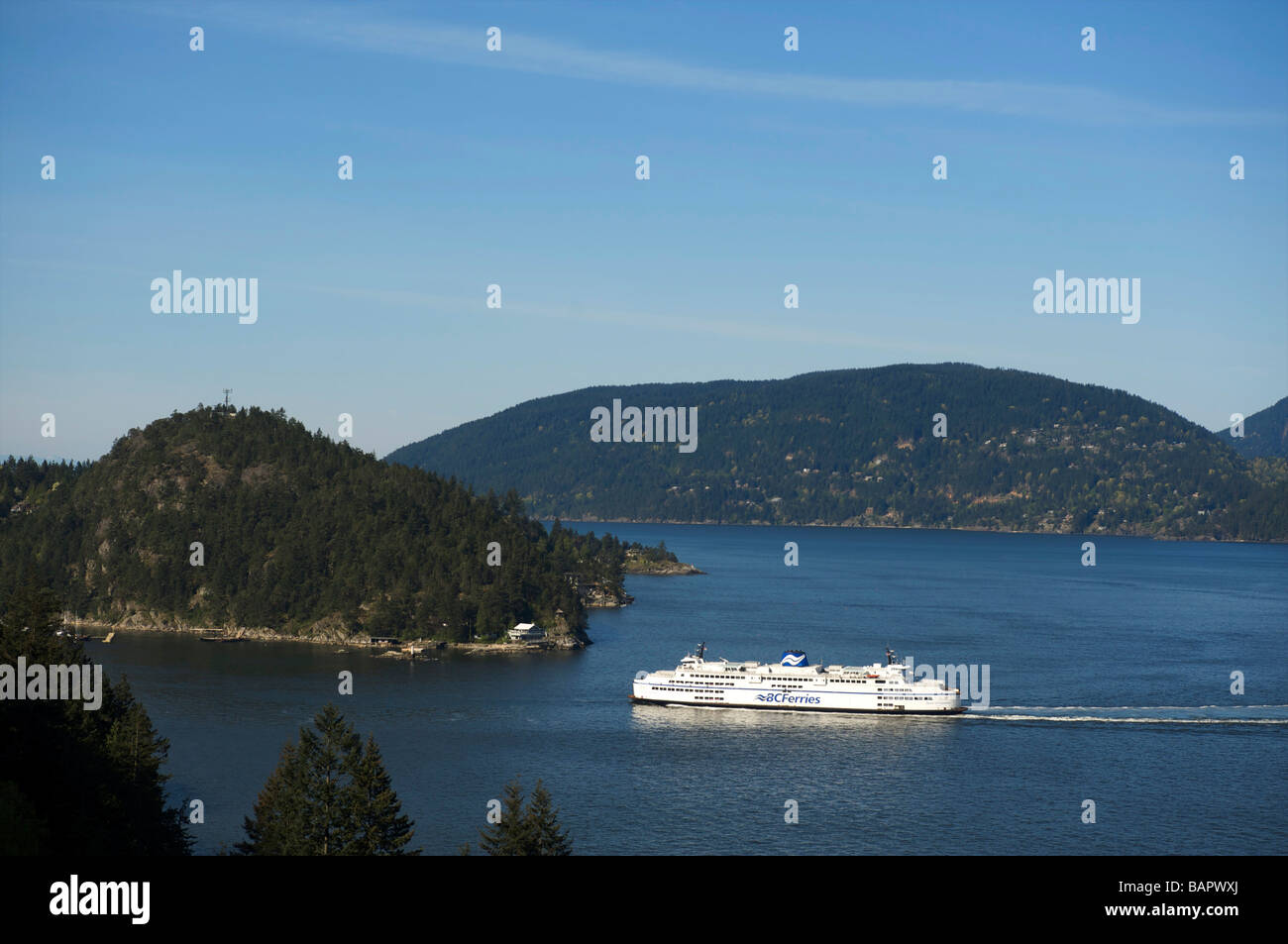 A BC Ferry pulls into the Horsehoe Bay ferry terminal. British Columbia ...