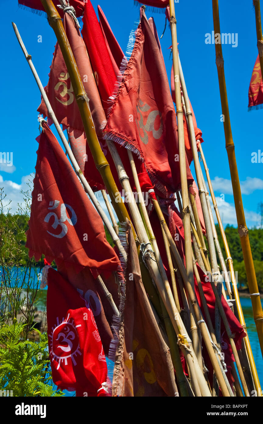 Red prayer flags at Hindu temple Grand Bassin Mauritius Stock Photo - Alamy
