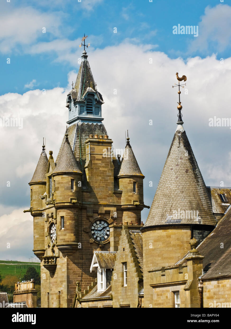 Hawick Town Hall built in the 1880s to plans by the architect James ...