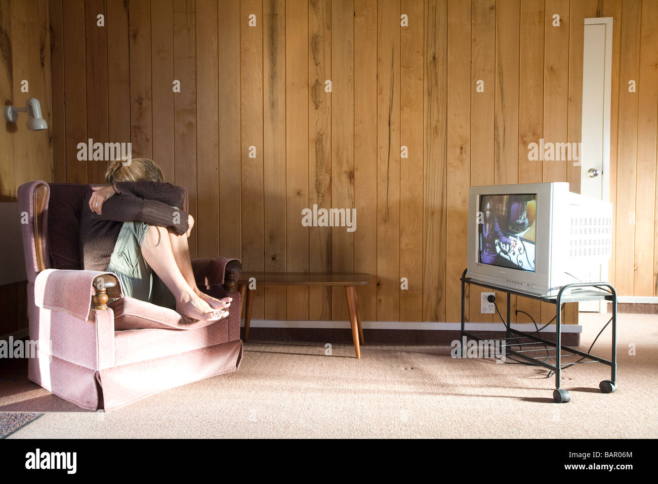 Depressed woman at home Stock Photo - Alamy