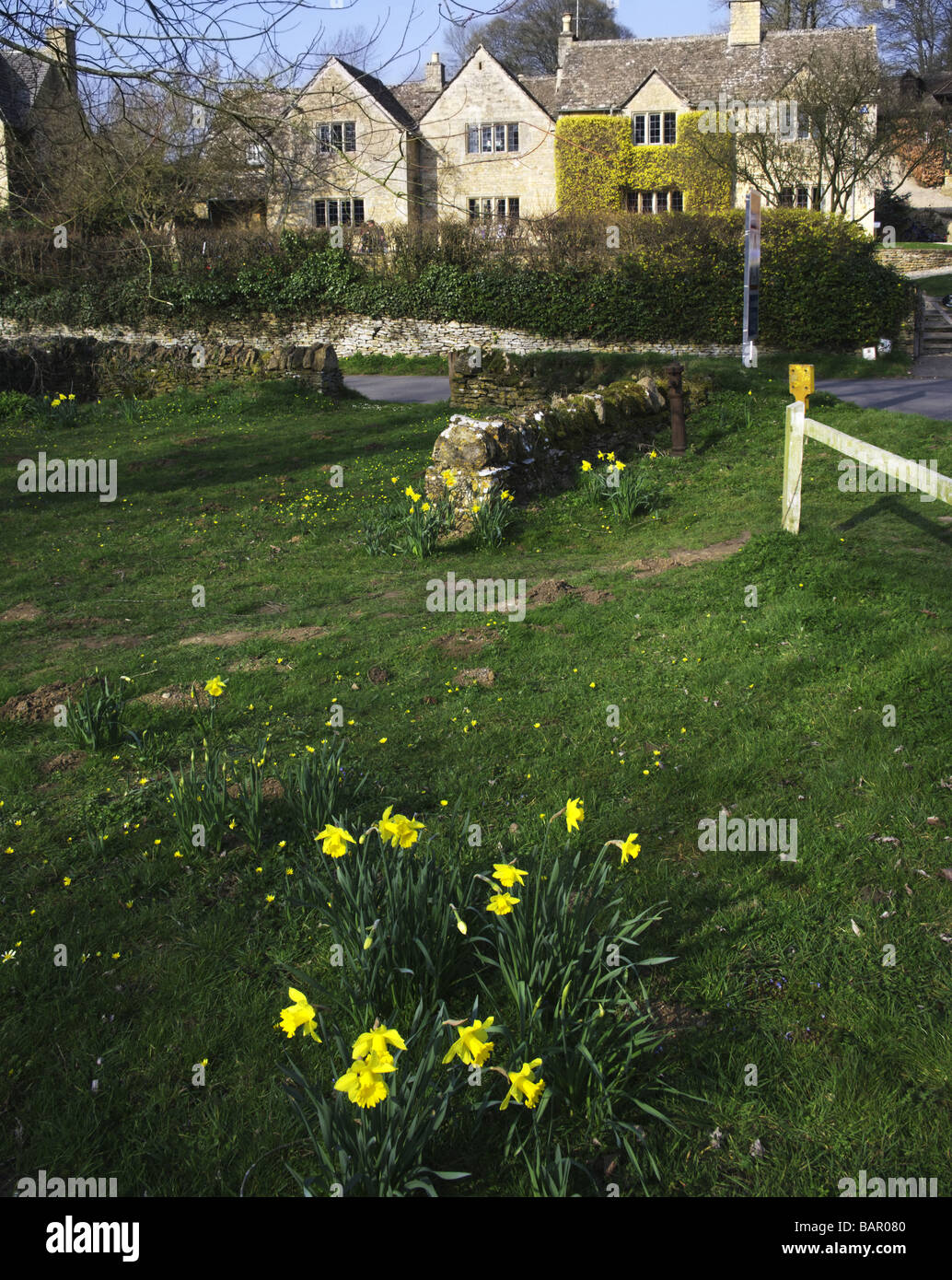 a view of upper slaughter village in the cotswolds Stock Photo - Alamy