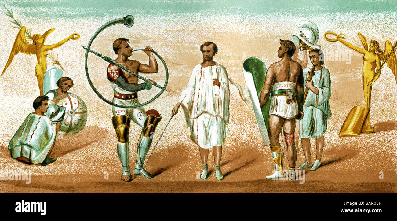 Pompeii Fresco of Gladiators Stock Photo - Alamy