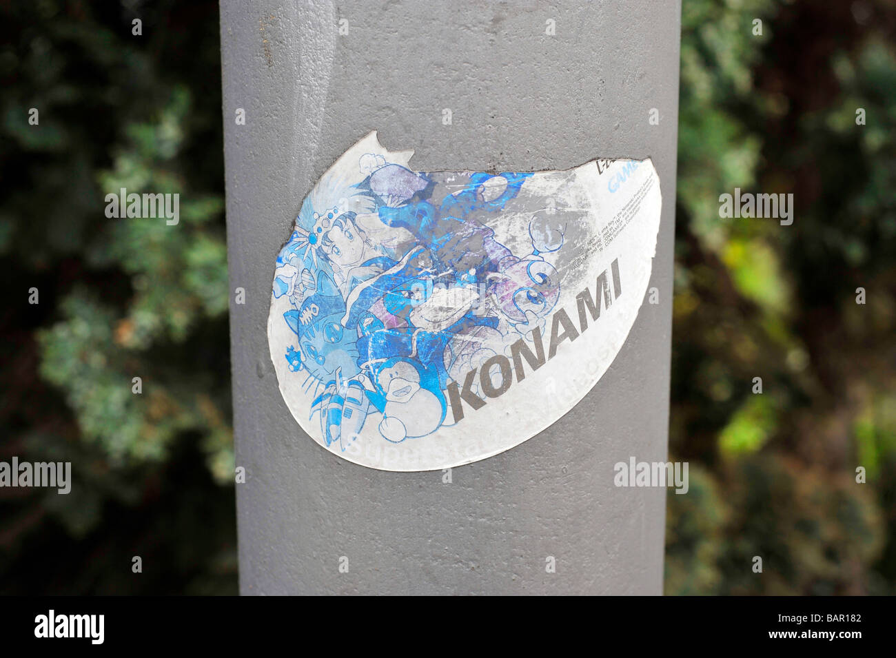 Konami lampost sticker Stock Photo - Alamy