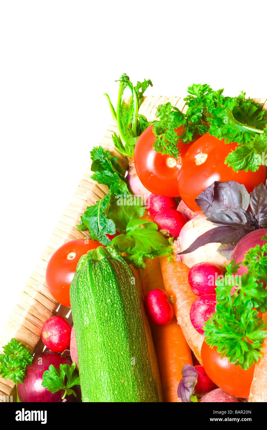 Assortment of fresh vegetables on box Stock Photo - Alamy