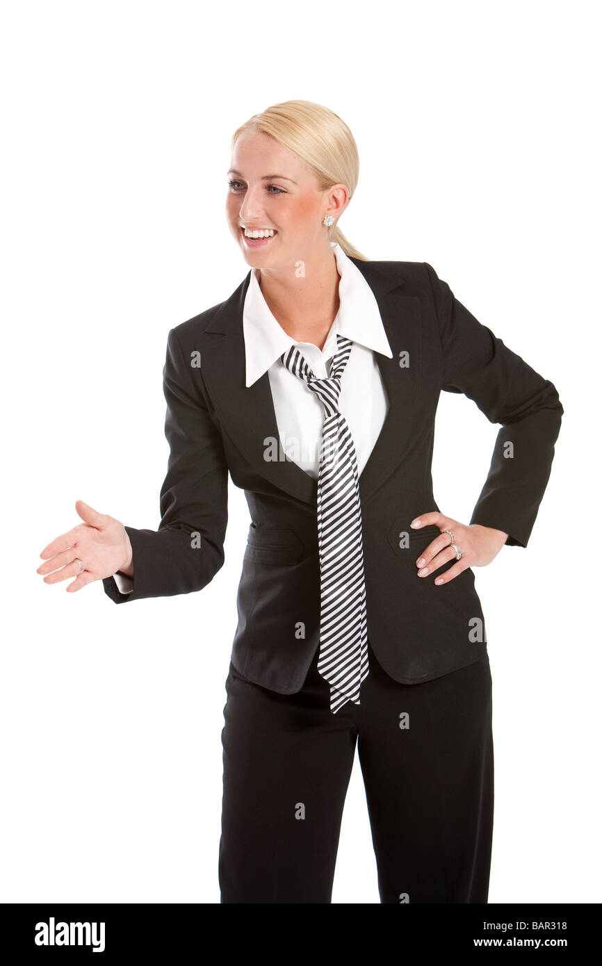 Pretty business woman extending her hand for a handshake Stock Photo ...