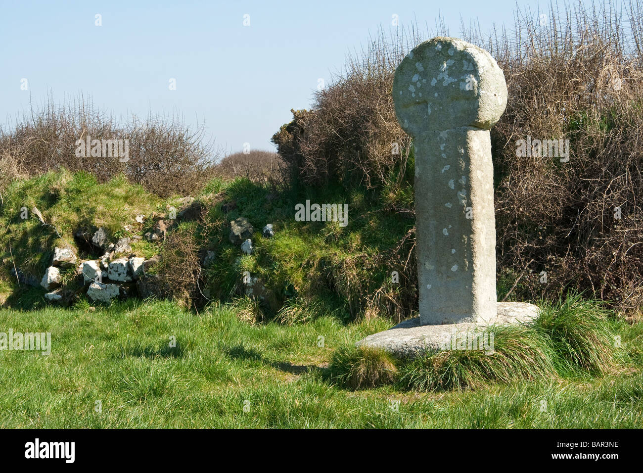 An old stone memorial in a Cornish field Stock Photo - Alamy