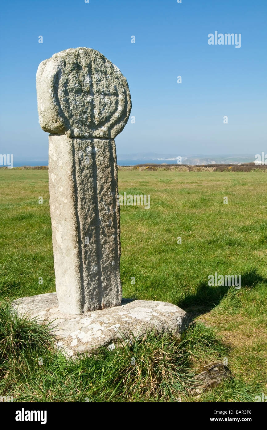An old stone memorial in a Cornish field Stock Photo - Alamy
