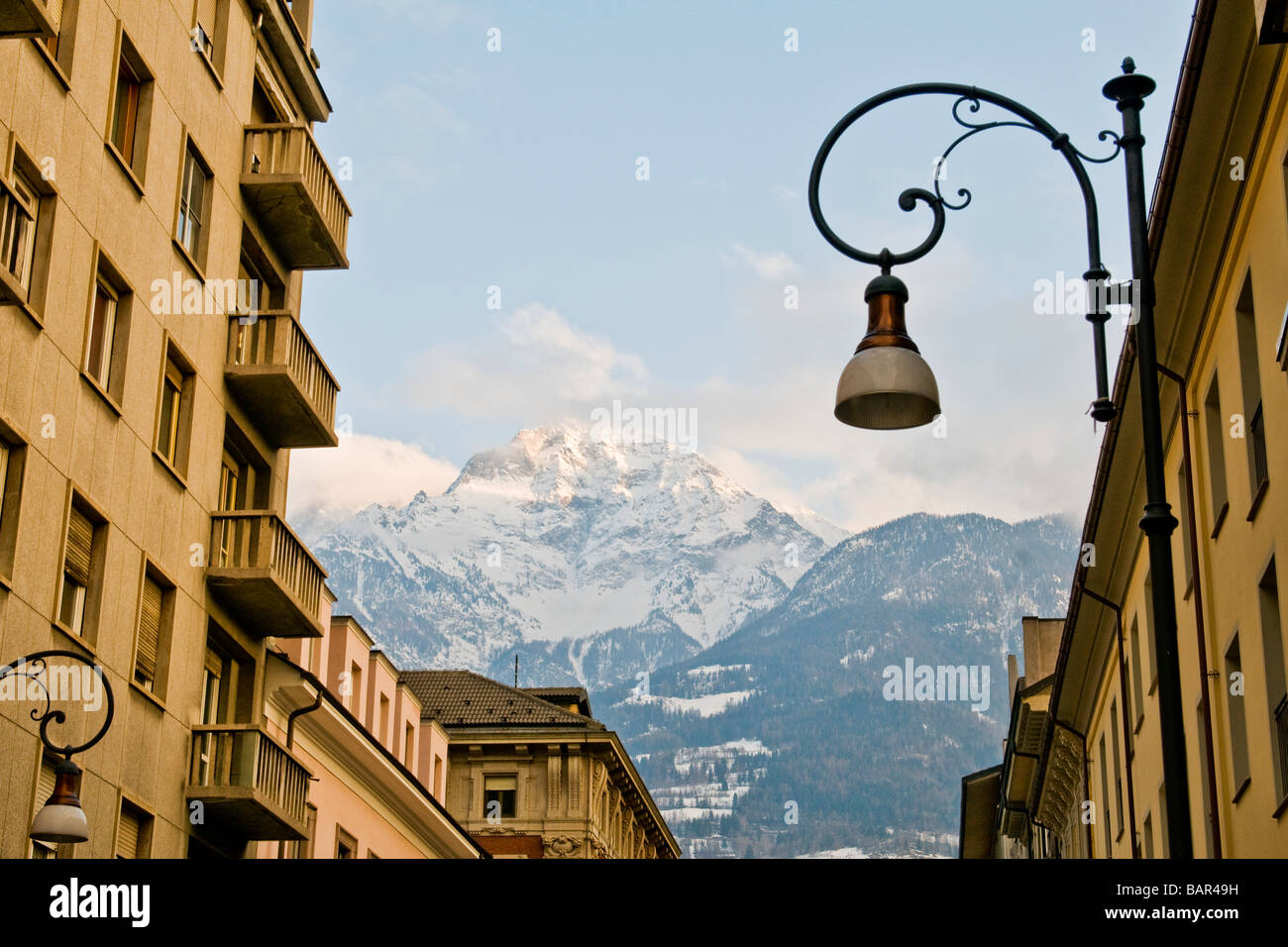 Emilius Mount seen in the town of Aosta Italy Stock Photo - Alamy