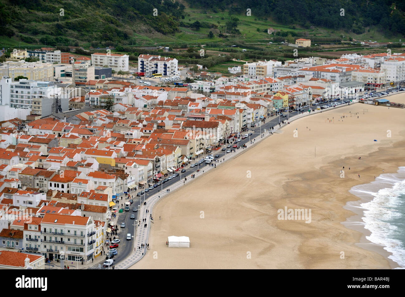 View of seaside village of Nazare Portugal Stock Photo - Alamy