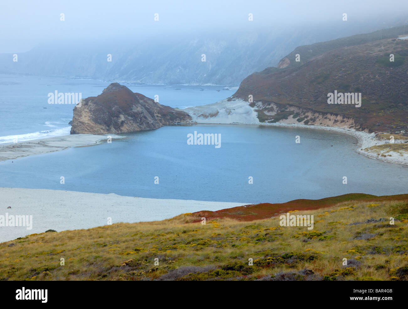 The Pacific ocean bordering northern California with a marine layer ...