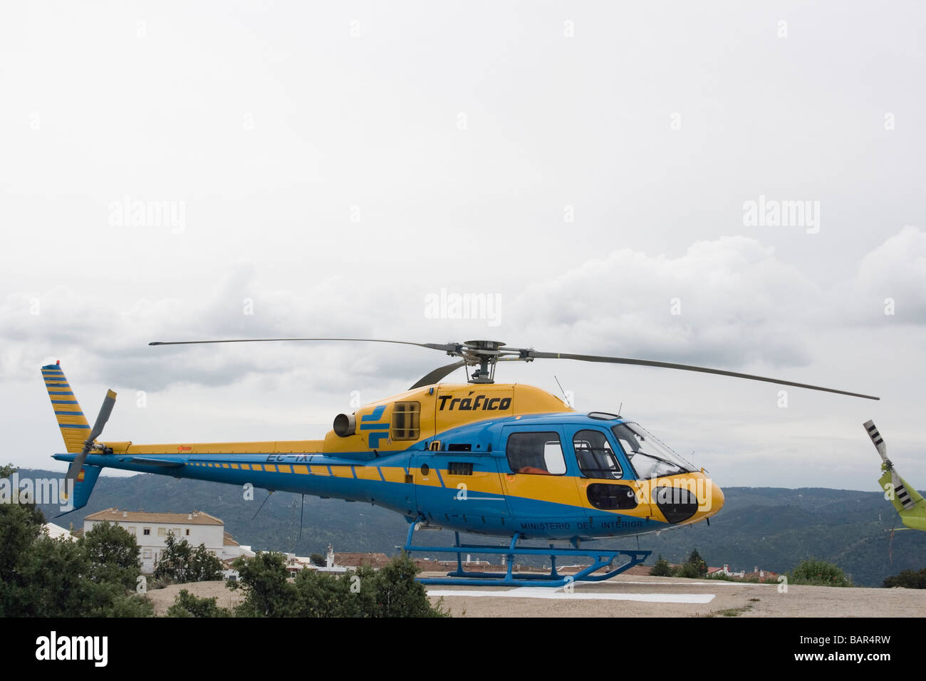 Spanish Traffic Control helicopter preparing for take off Stock Photo ...