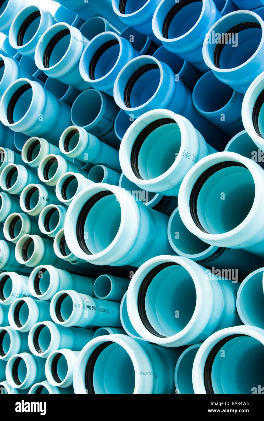 pvc water and sewer pipe being transported to a construction site Stock ...