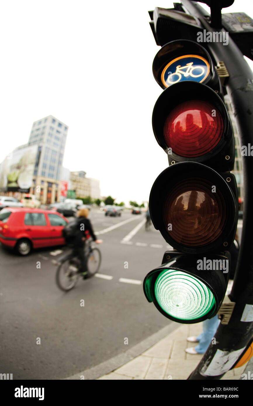 Germany, Berlin, Traffic light signaling green Stock Photo - Alamy