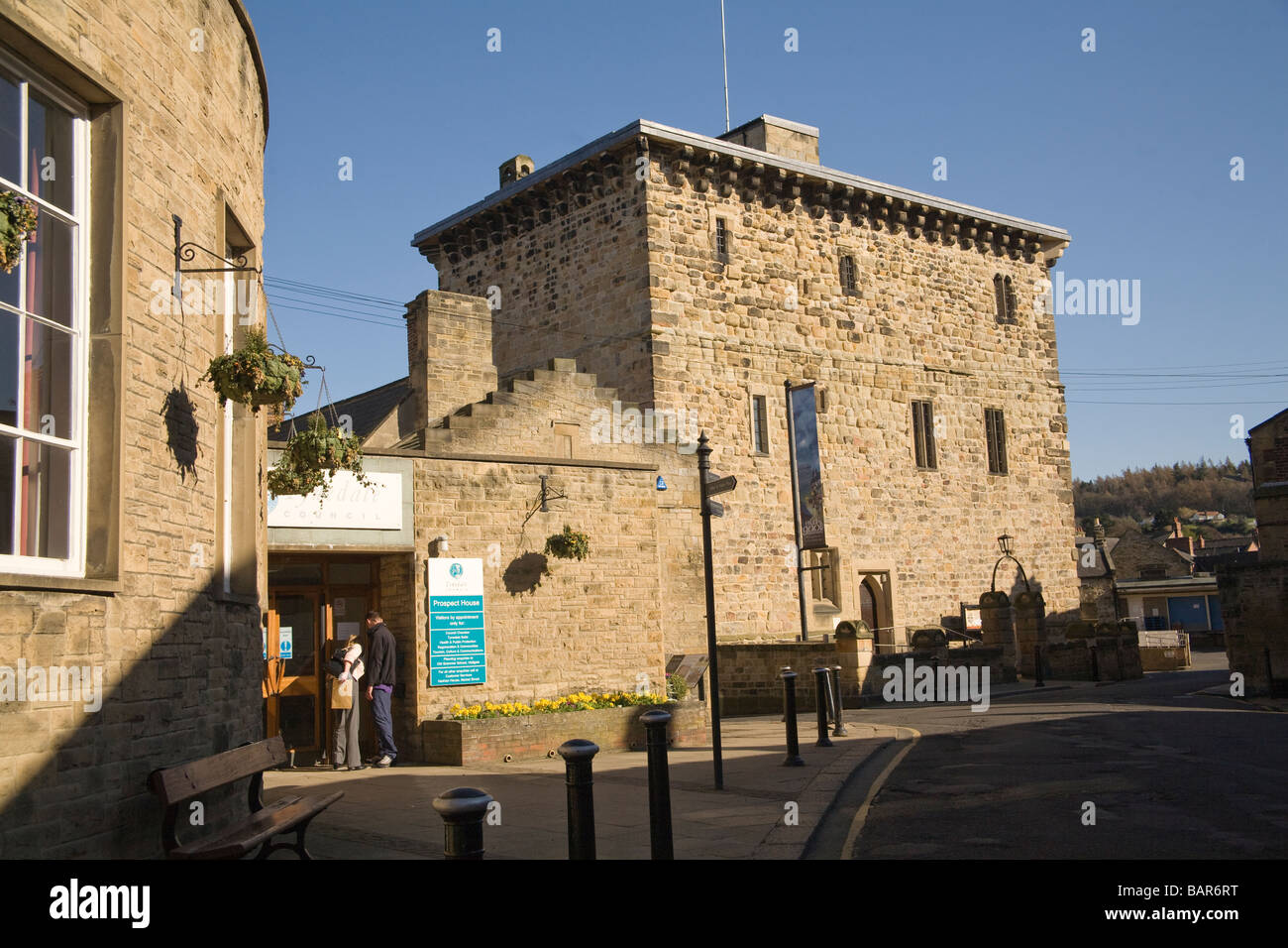 Hexham Northumberland England UK March Two visitors outside Prospect ...
