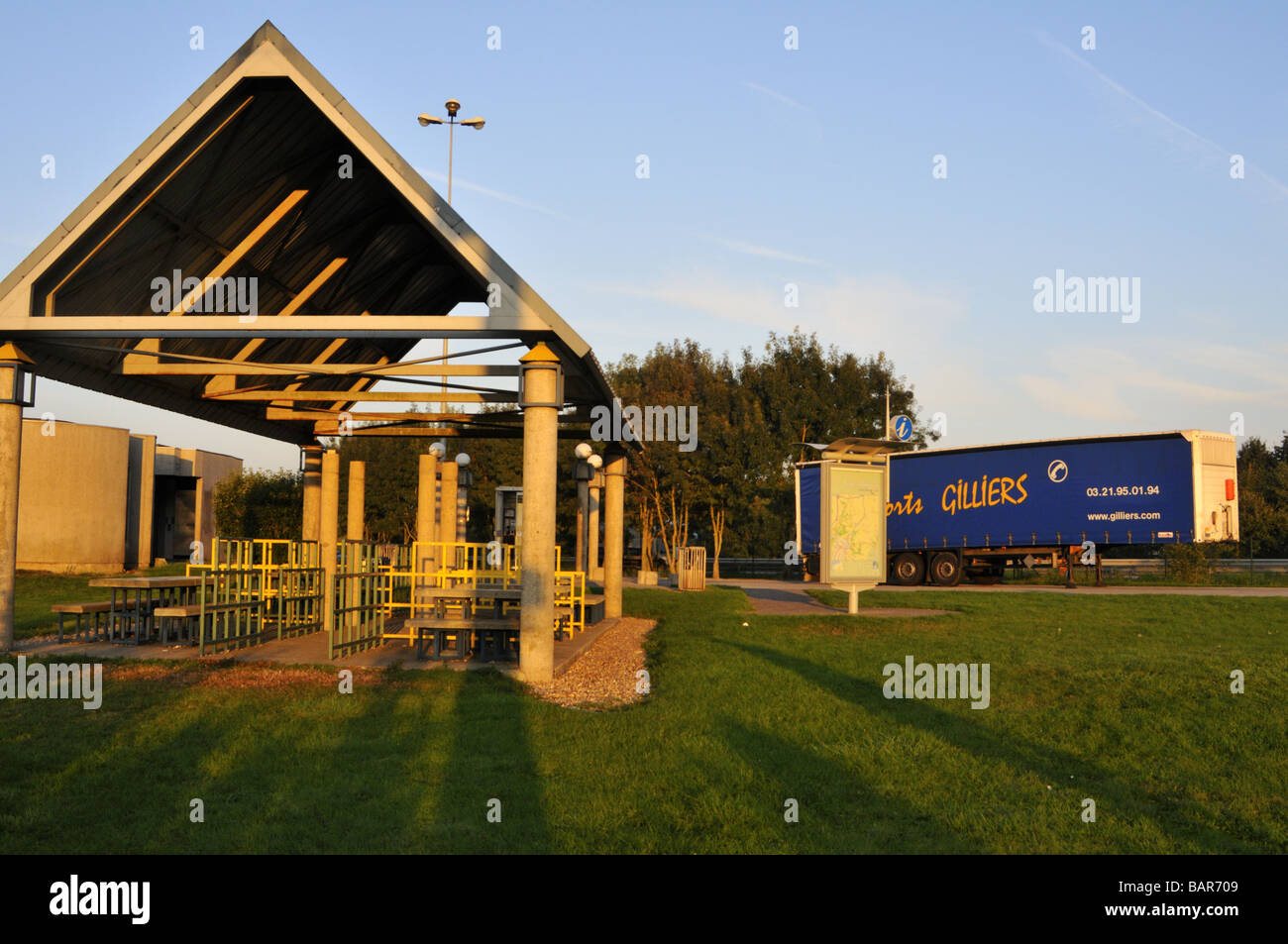 French roadside rest area Stock Photo - Alamy