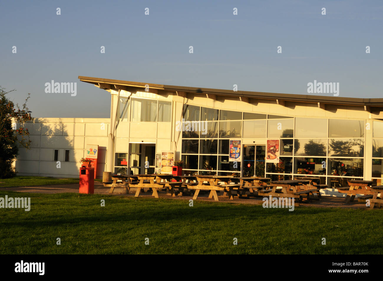 French roadside rest area and cafe Stock Photo - Alamy
