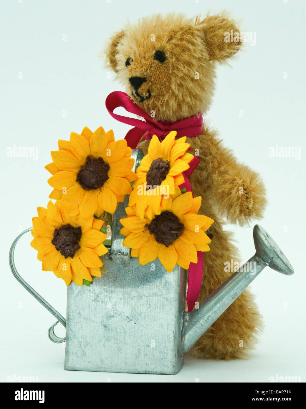 Mini teddy bear with four yellow sun flowers (Mini Bear Collection ...