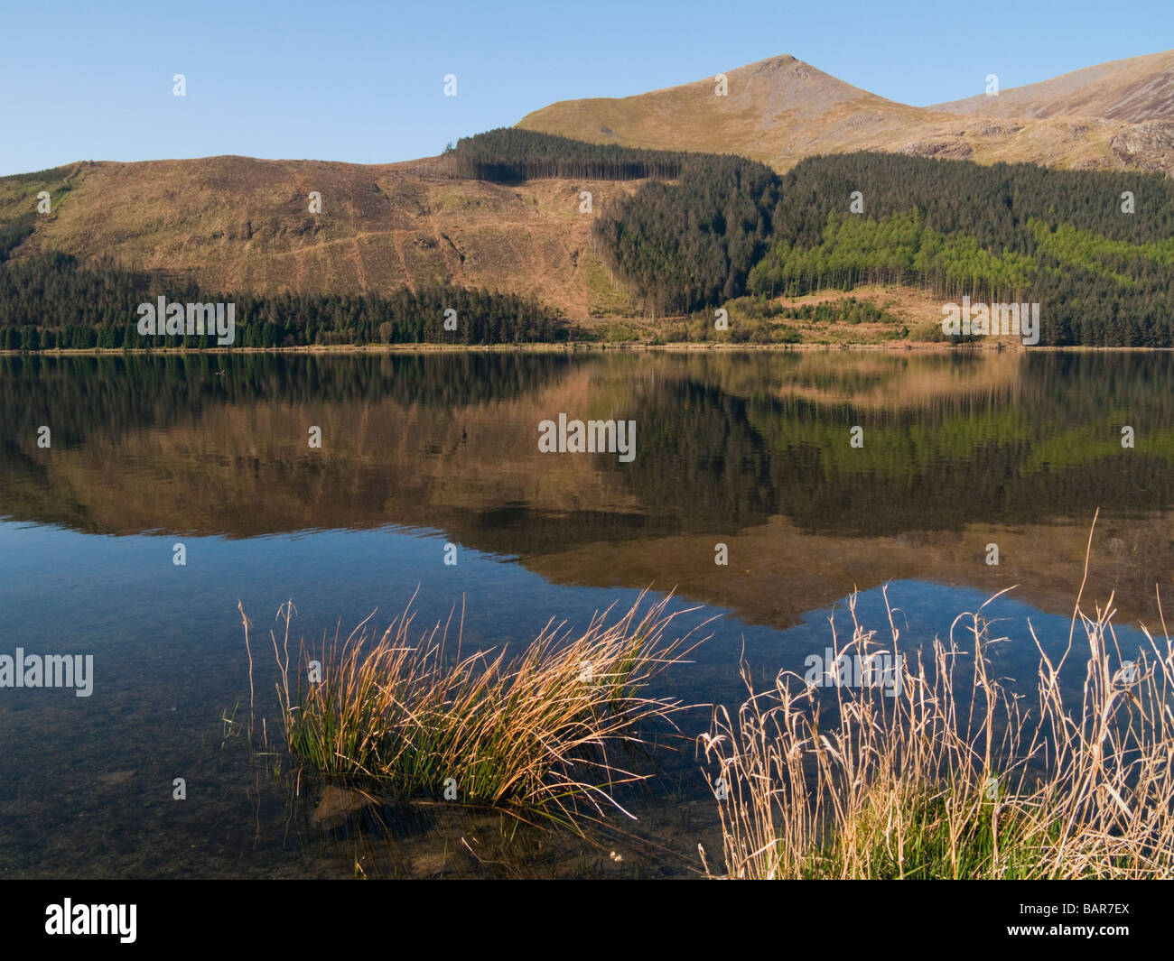 Nanty Betws Gwynedd North Wales UK View across Llyn Cwellyn reservoir ...