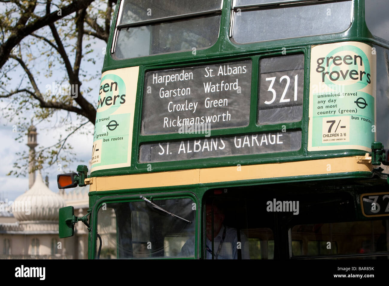 Green double decker bus during vintage commercial vehicle rally ...