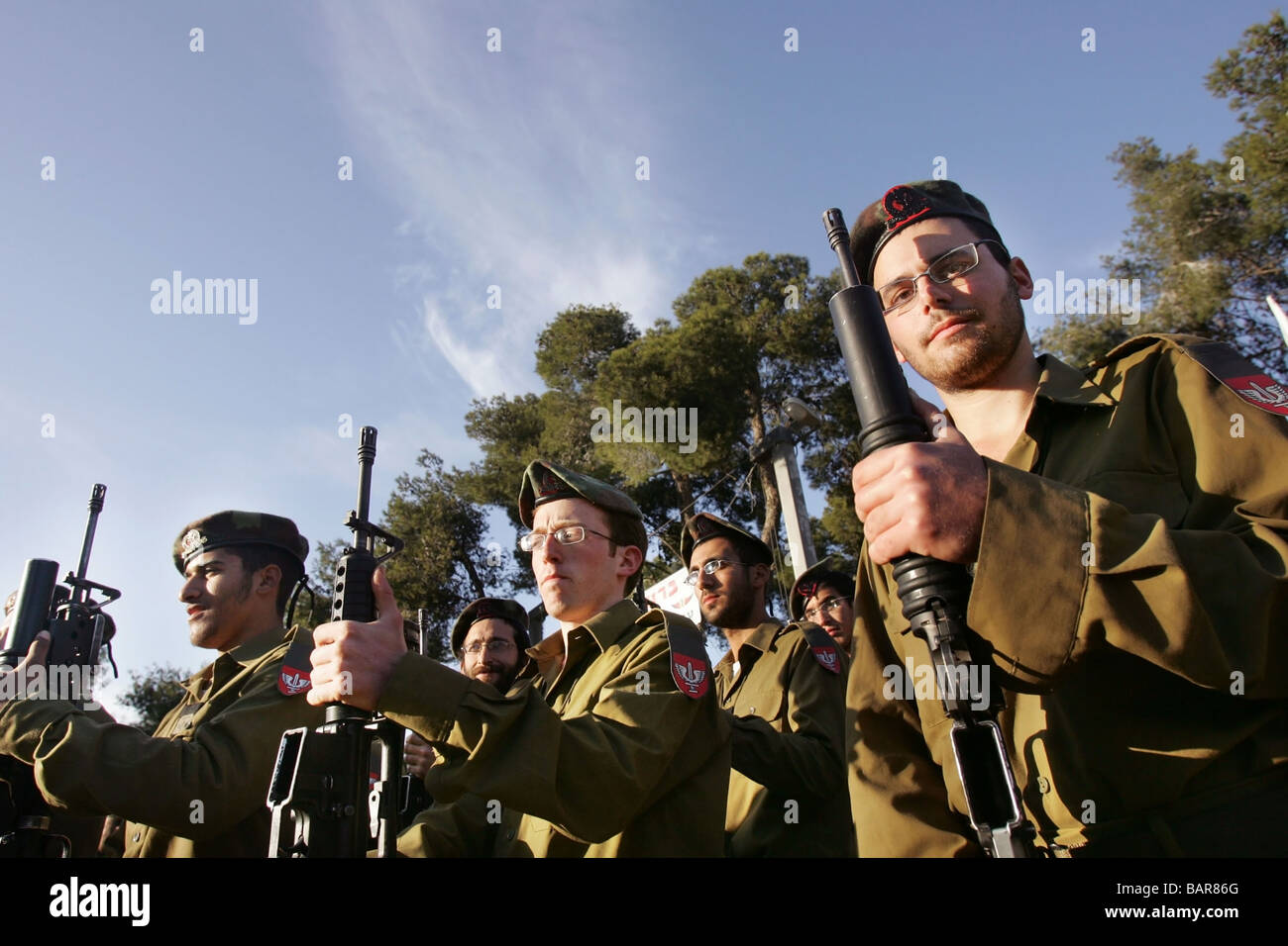 Israeli army idf soldiers standing in a row in military ceremony in ...