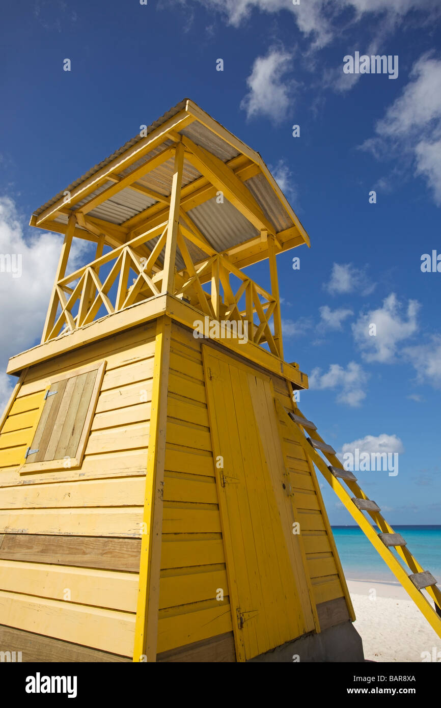 Lifeguard tower in "Pebble Beach", Barbados, "West Indies Stock Photo ...
