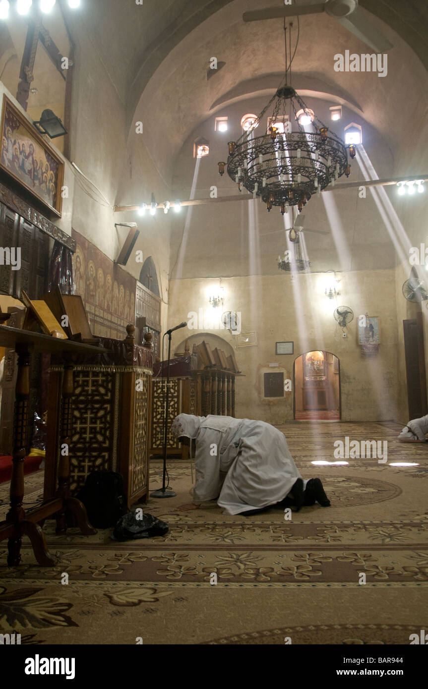 Coptic priests ritual process inside the Red Monastery Deir al Anba ...