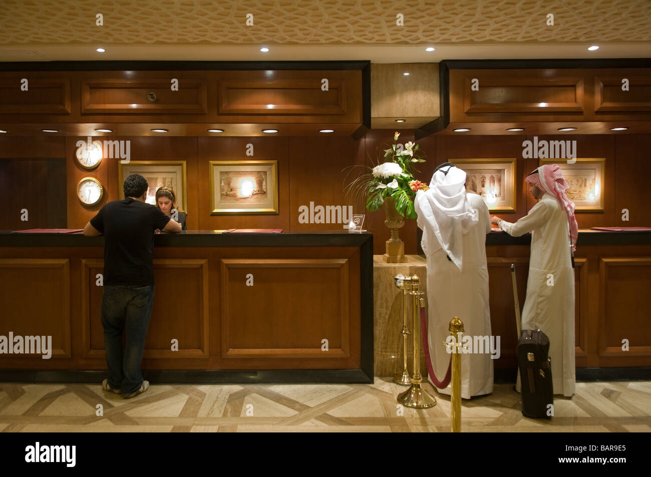 Arab guests at the front desk reception of Cairo Marriott Hotel & Omar ...