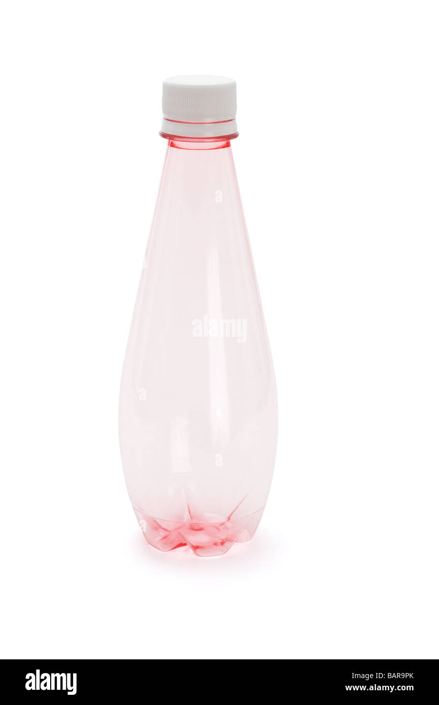 Red plastic bottle standing on white background Stock Photo - Alamy