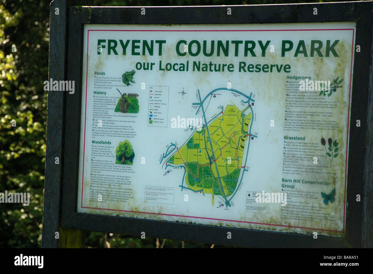An information board at Fryent Country Park, Fryent Way, Kingsbury ...