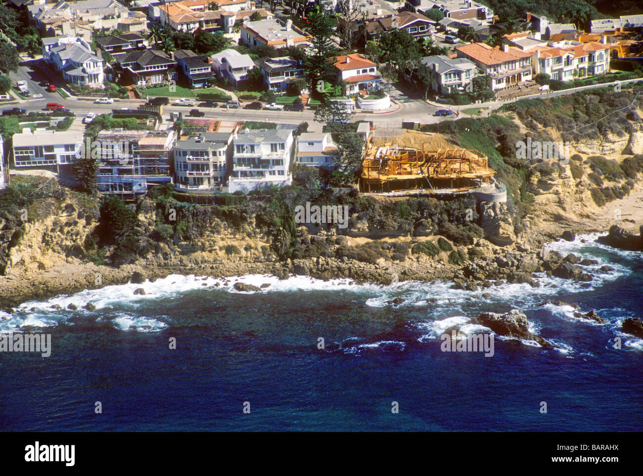 California coast beach ocean sea rock cliff house mansion golf course ...