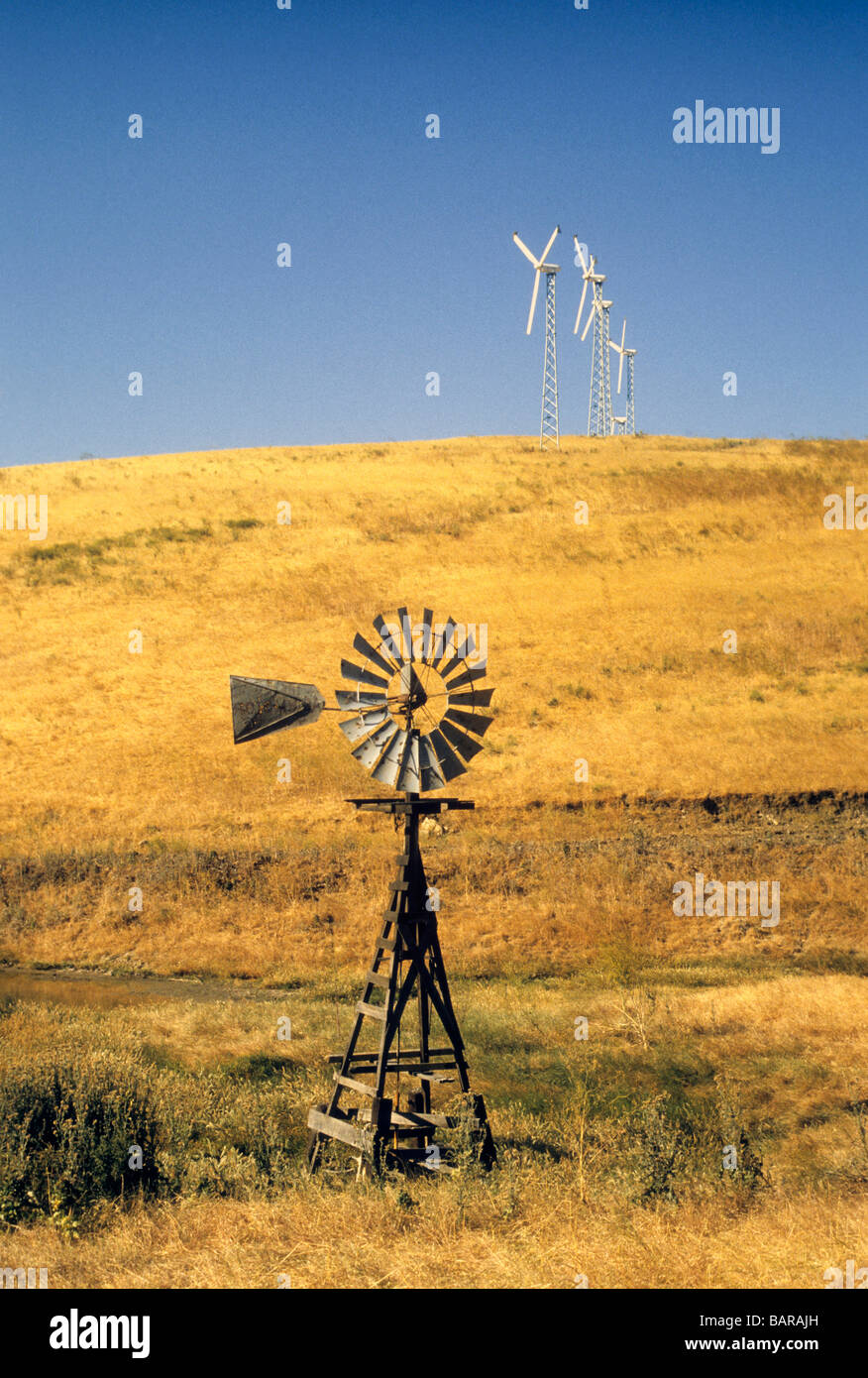 Old new wind power energy windmill turbine generate generator spin ...