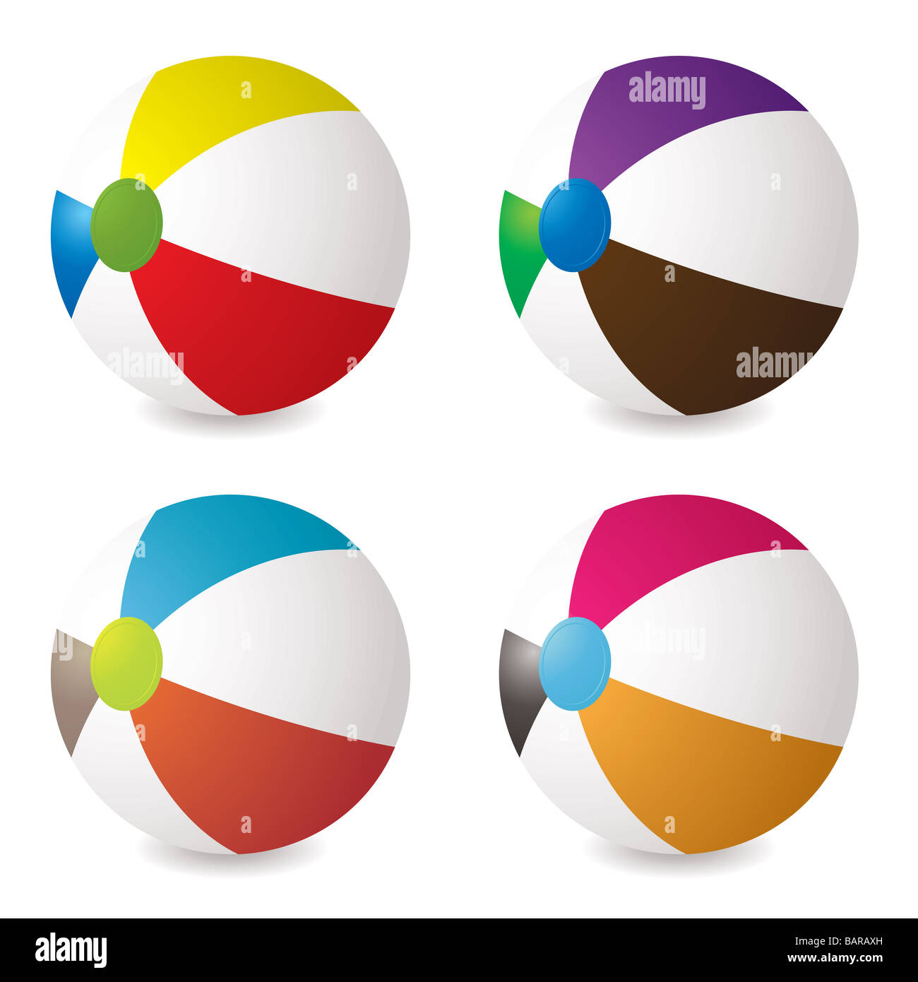 collection of beach balls with modern colours and shadow Stock Photo ...