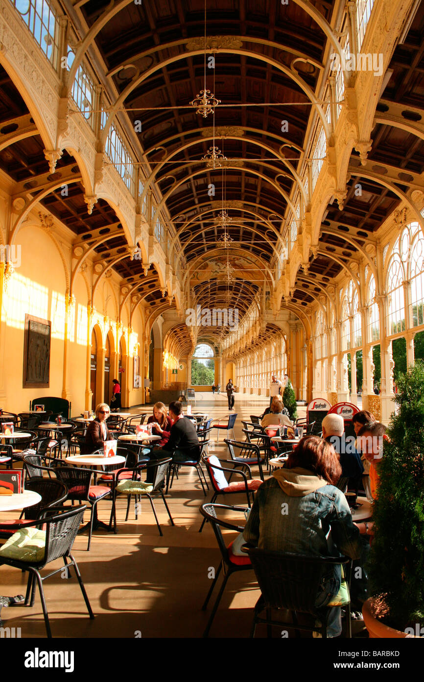 Cafe inside main Colonnade of Marianske Lazne-Marienbad,Czechia Stock ...