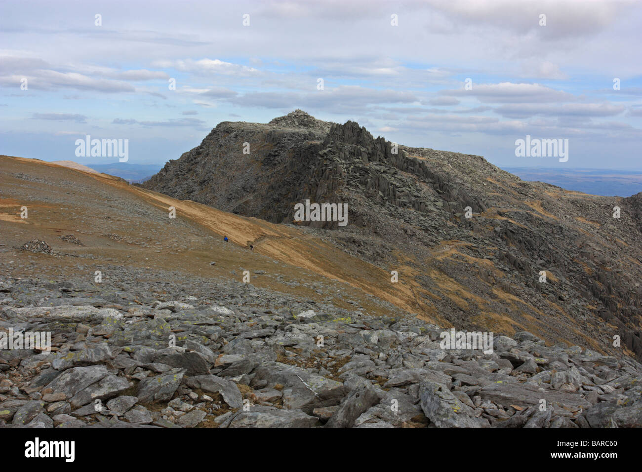 The summit of Glyder Fach in the Glyderau mountains, Snowdonia, North ...