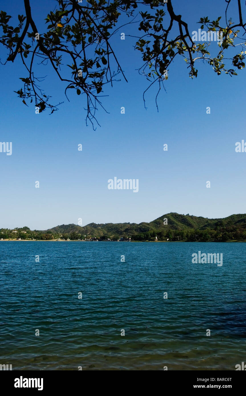 Panoramic view of a lake, Mansar Lake, Jammu and Kashmir, India Stock ...