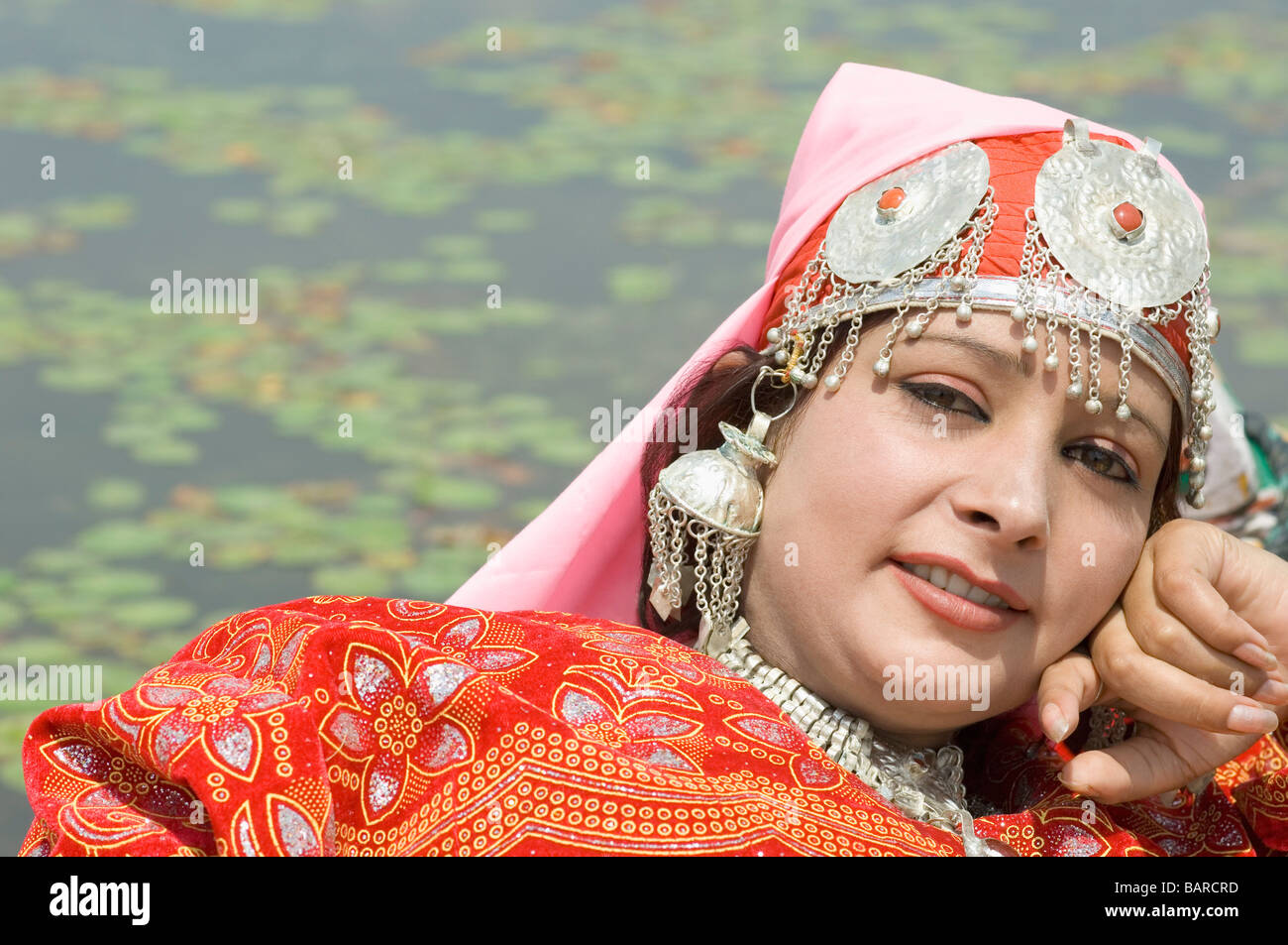 Portrait of a woman, Dal Lake, Srinagar, Jammu And Kashmir, India Stock ...
