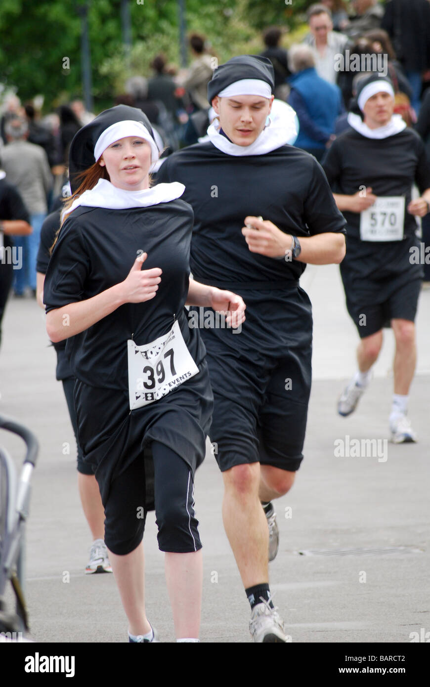 Nun Fun Run Habit London Barnado's Charity Stock Photo - Alamy