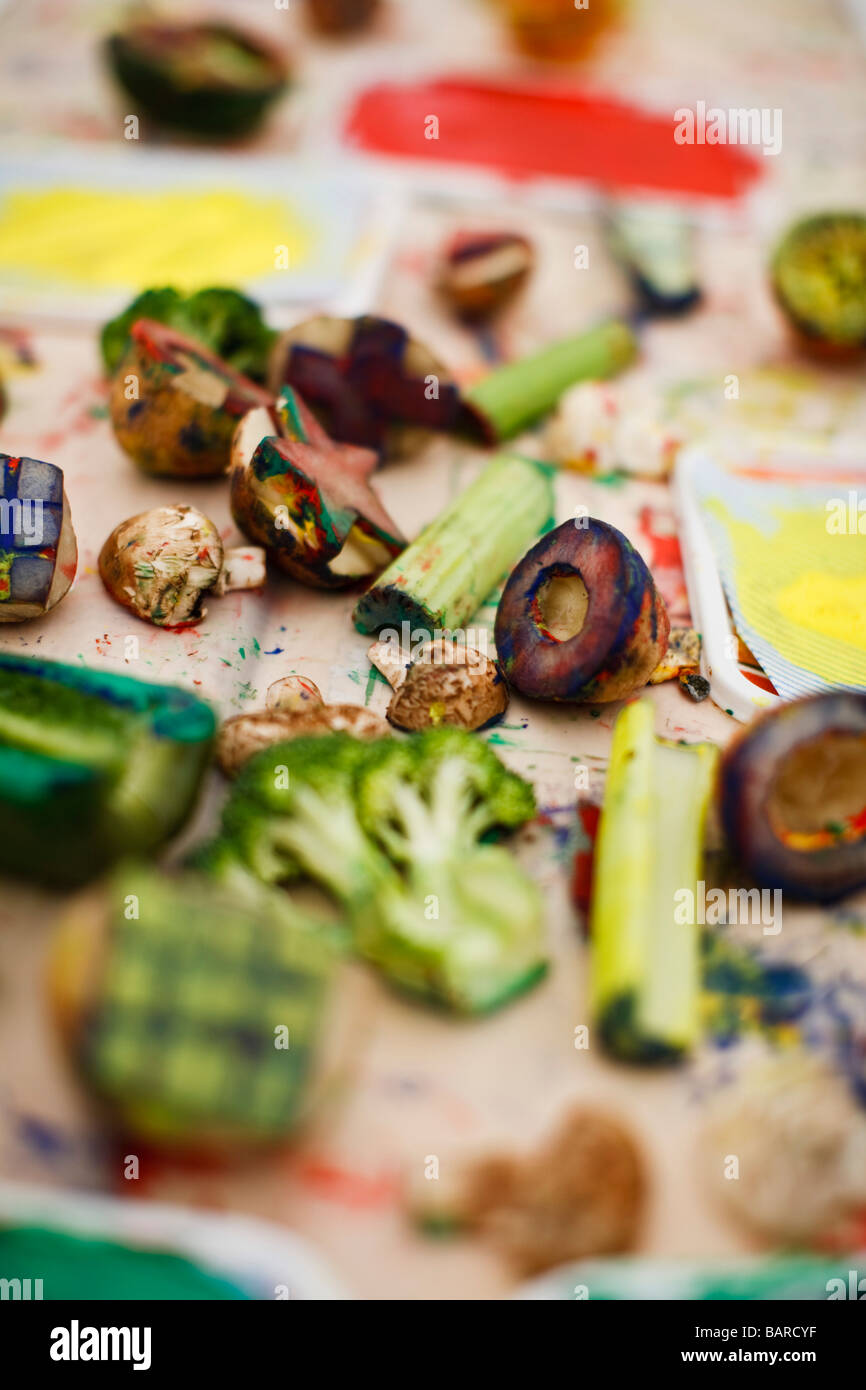 Vegetable printing for children Stock Photo - Alamy