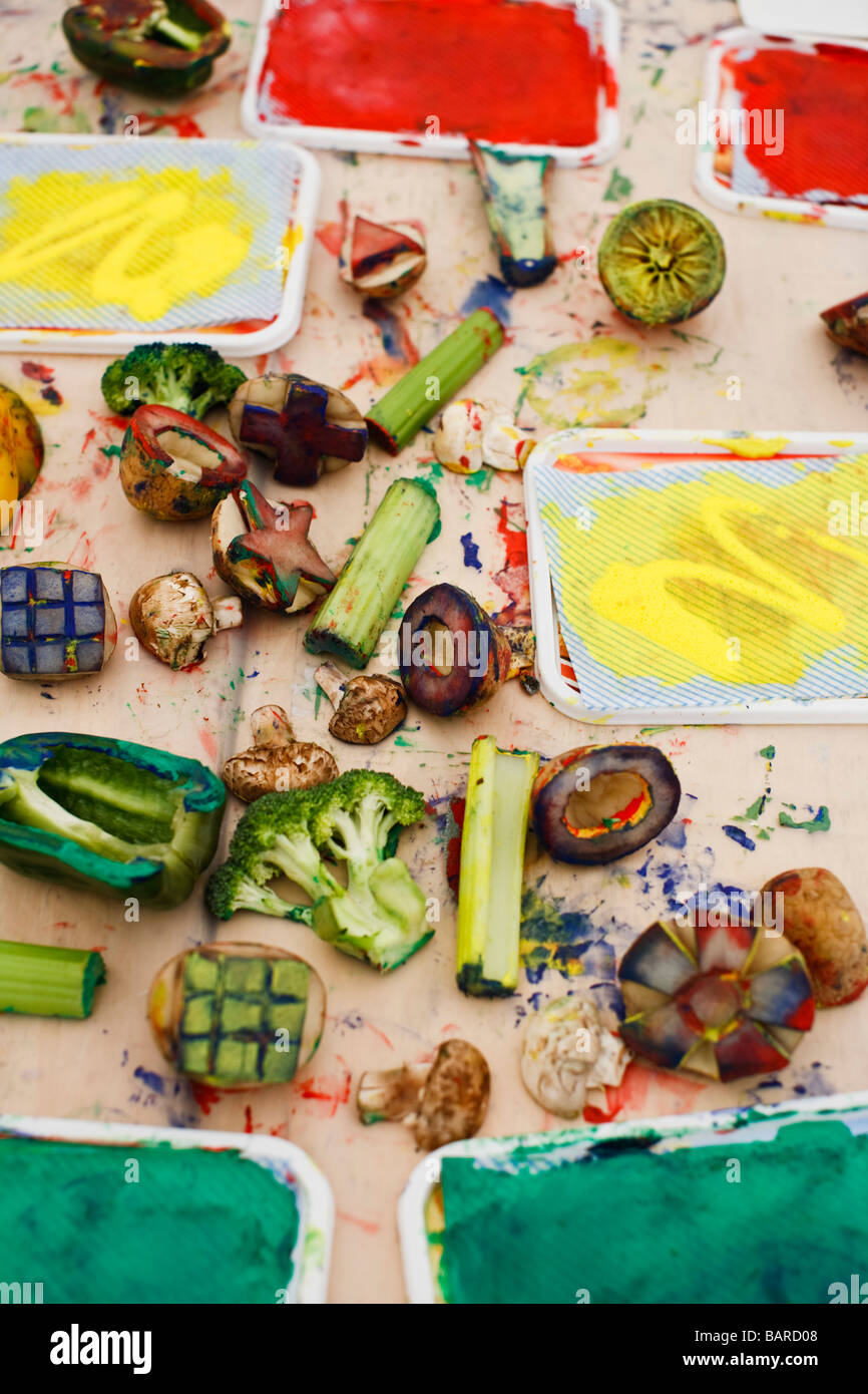Vegetable printing for children Stock Photo - Alamy