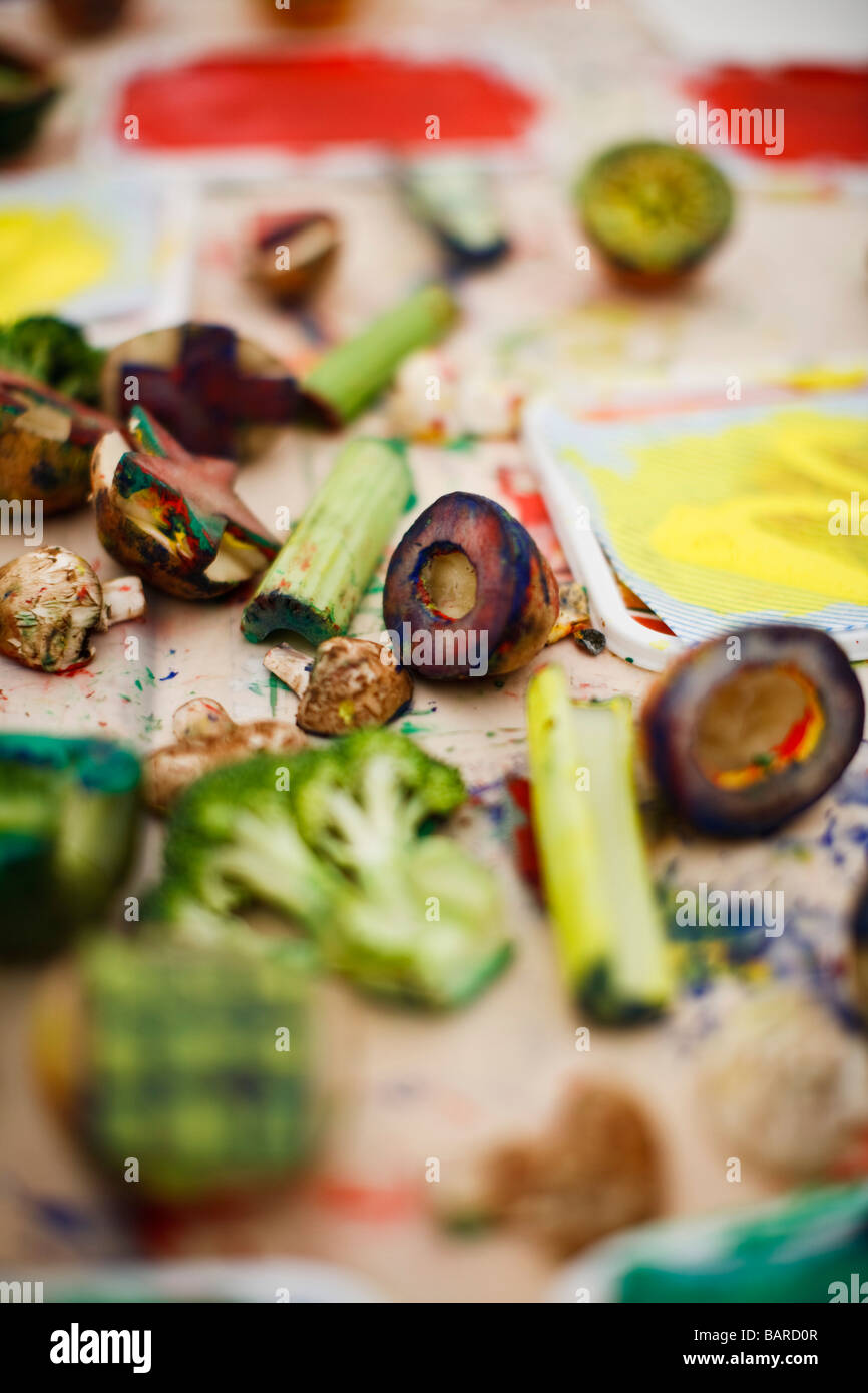 Vegetable printing for children Stock Photo - Alamy