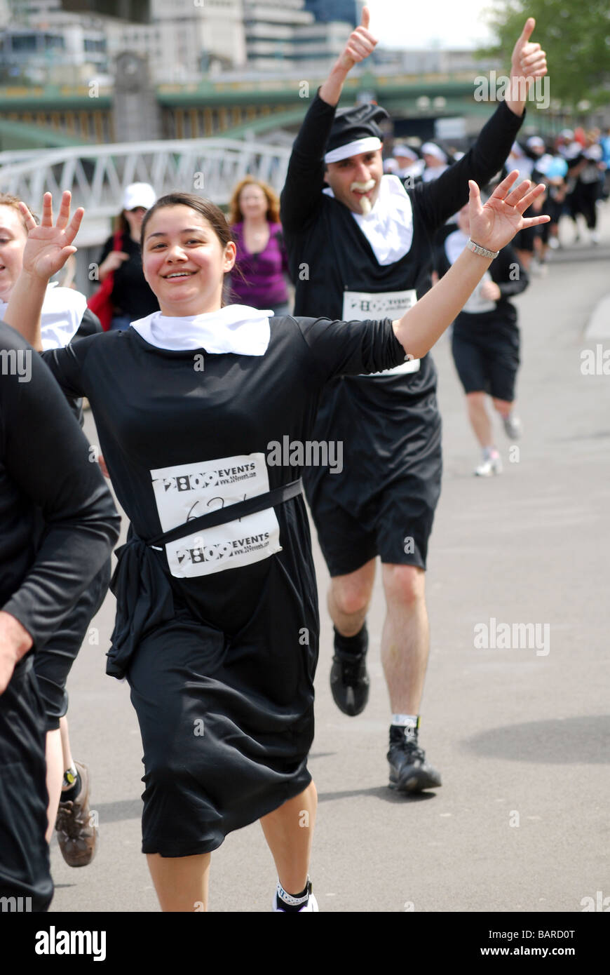 Nun Fun Run Habit London Barnado's Charity Stock Photo - Alamy