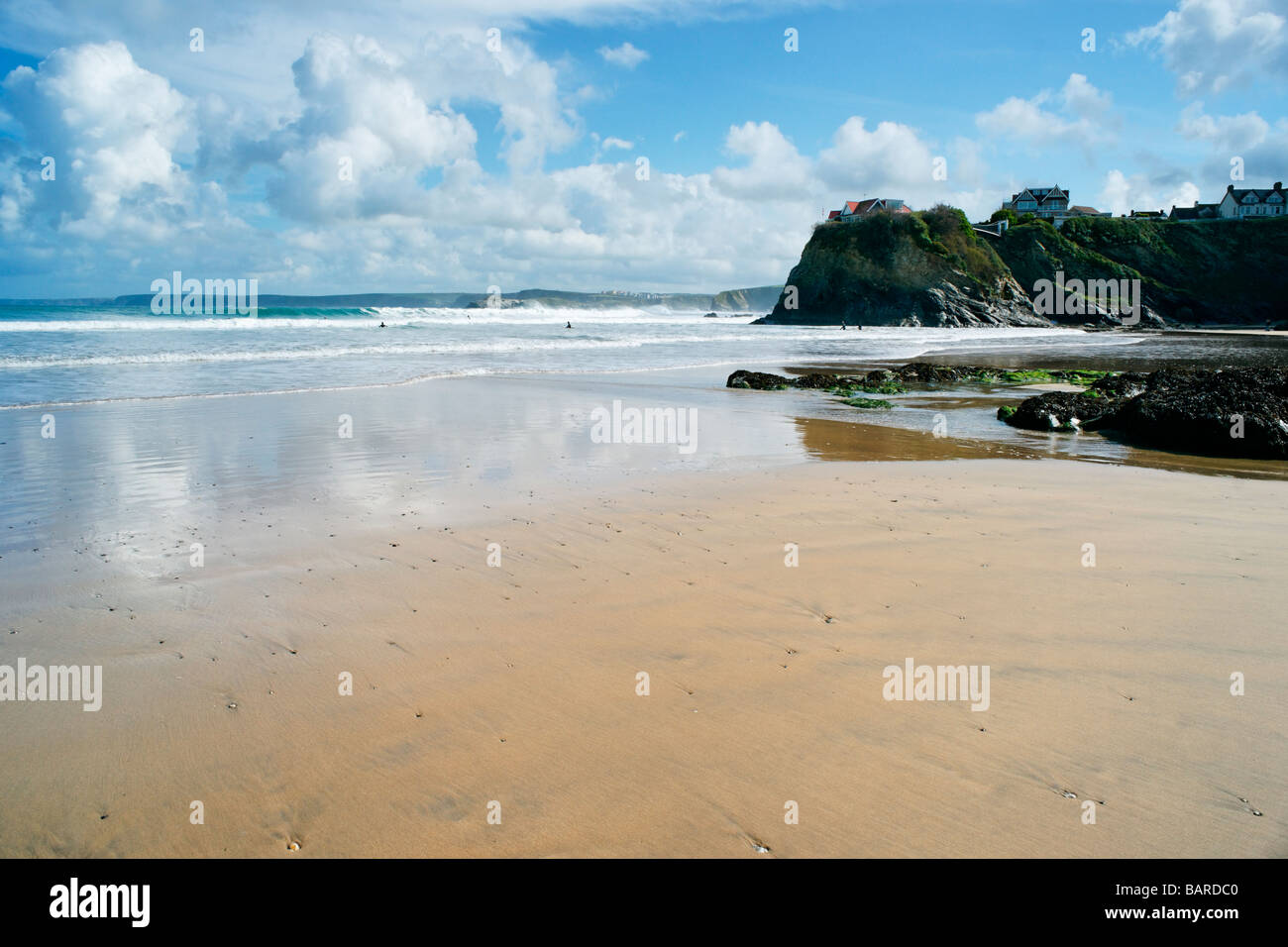 View of Newquay beach in Cornwall England Stock Photo - Alamy