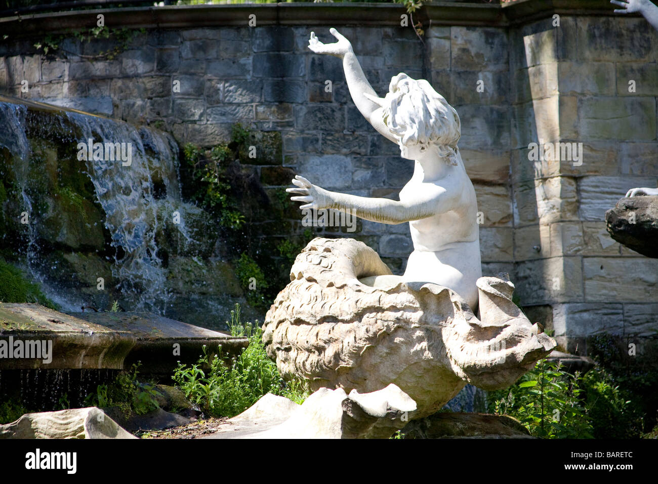 the Italian white marble statues of sea nymphs in York House Gardens ...