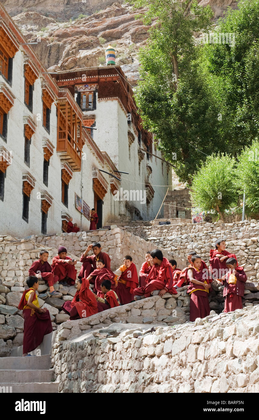 Young Buddhist monks outside Hemis Gompa in Ladakh, India Stock Photo ...