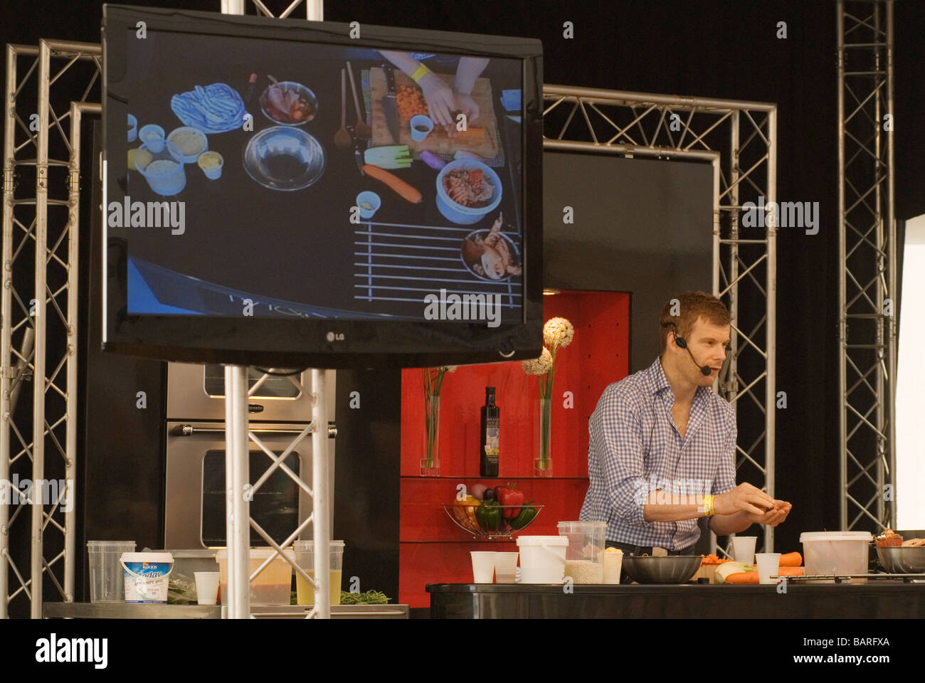 Tom Aikens chef, food cooking demonstration at Aldeburgh Food Festival ...