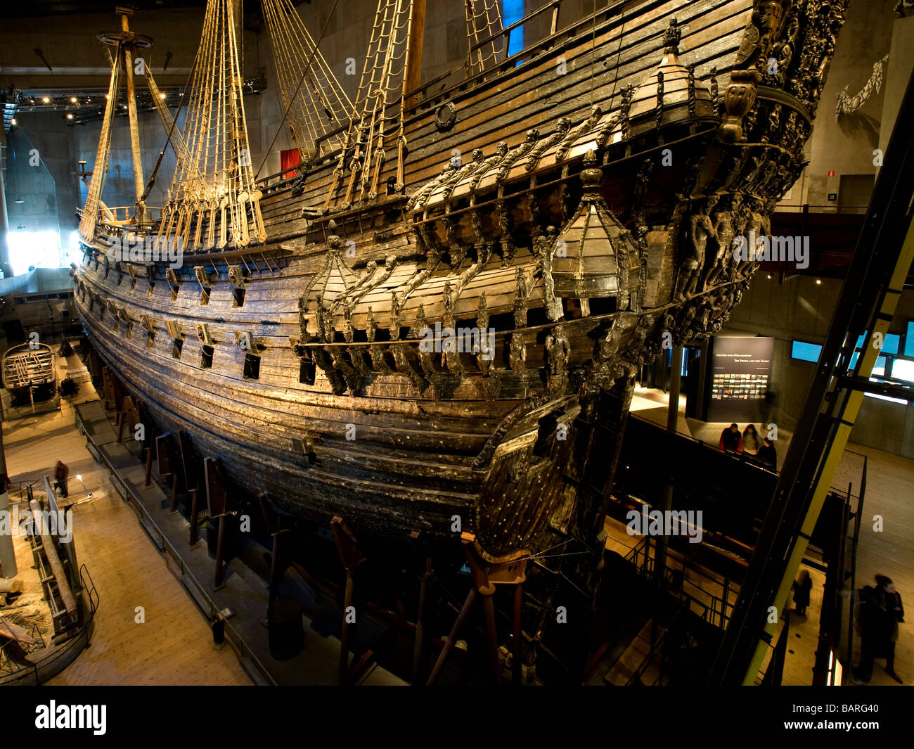 The 17th century Swedish warship, Vasa, in the Vasa Museum, Stockholm ...