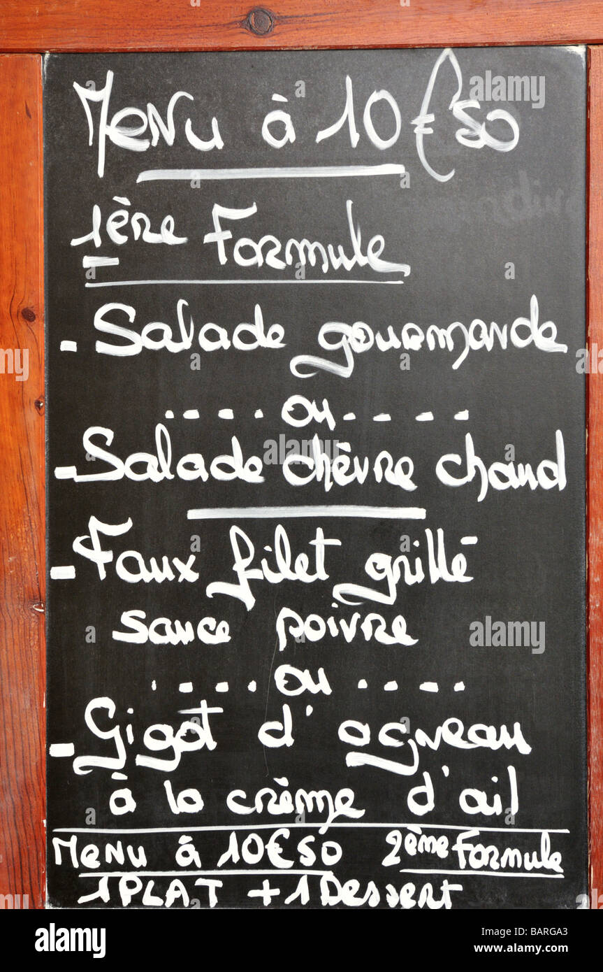 Handwritten French restaurant menu Stock Photo - Alamy