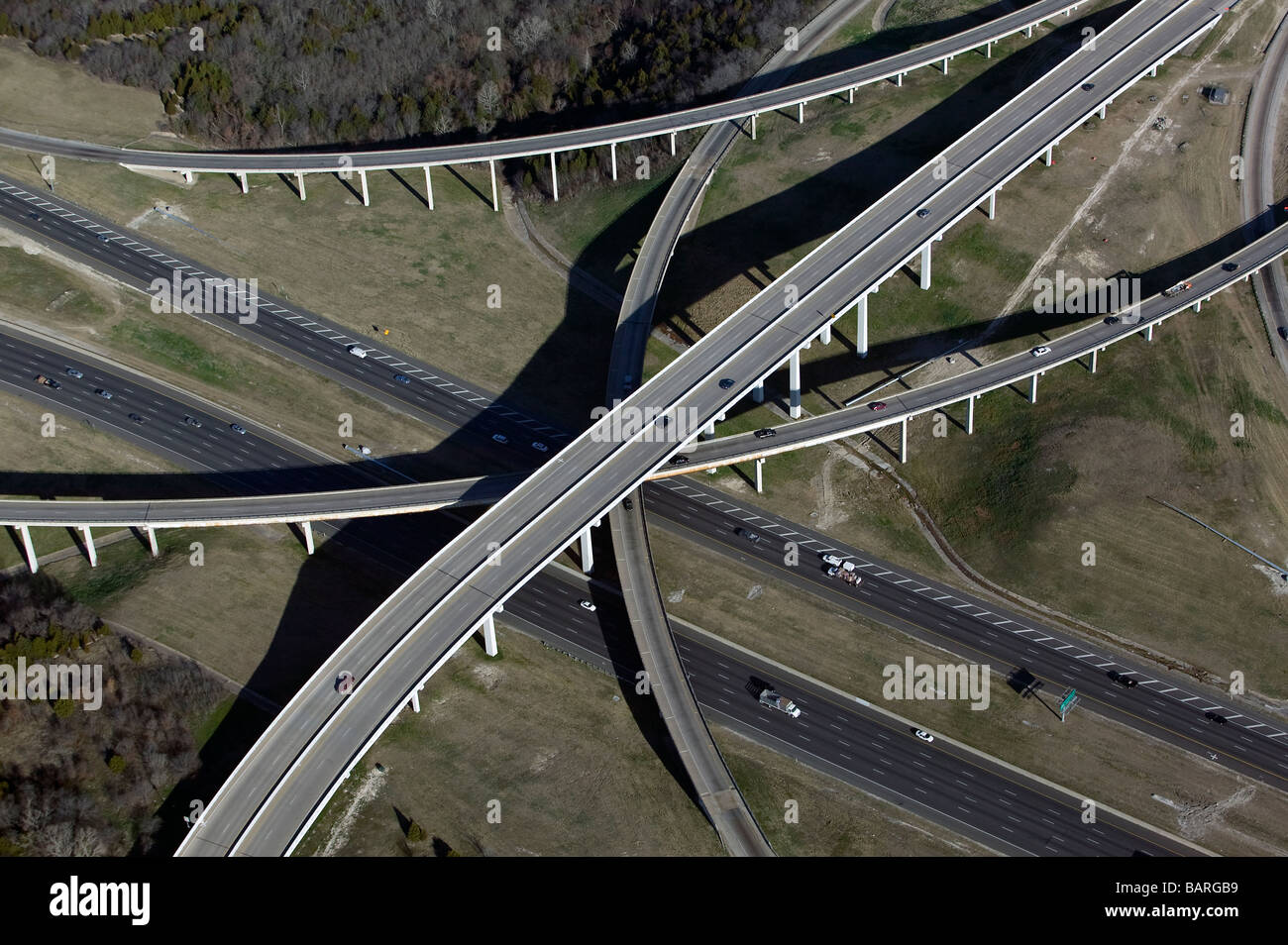 aerial view above Dallas Texas highway interchange Stock Photo - Alamy