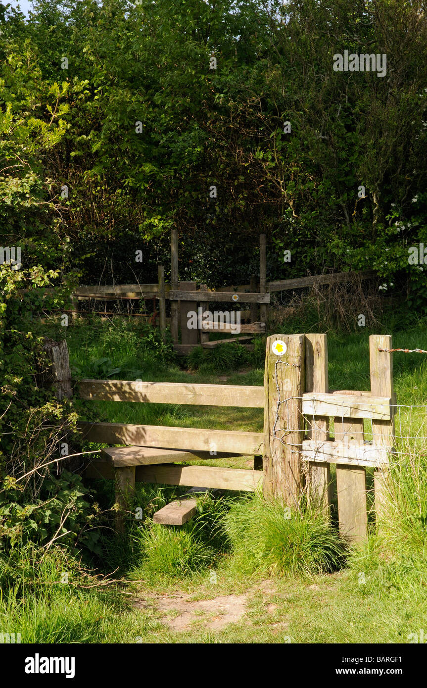 Countryside stile across a public footpath southern England Stock Photo ...