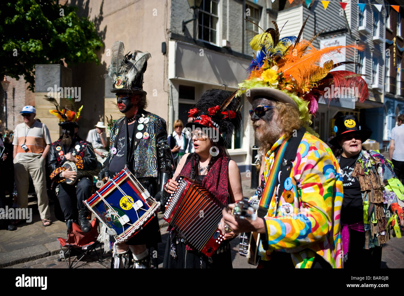 Musicians from the Black Pig Border Morris band at the Sweeps Festiva ...